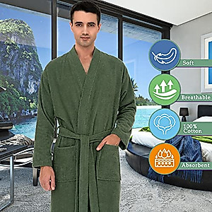 TowelSelections Mens Robe, Cotton Terry Cloth Bathrobe, Soft Bath Robe for Men Medium/Large Loden Frost