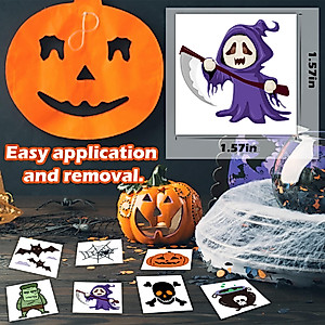 180pcs 60 Designs Halloween Temporary Tattoos for Kids, Children Fake Tattoos Stickers Party Supplies, Pumpkin Lantern Ghost Vampire Tattoo Body Sticker Halloween Party Themed Accessory Decorations