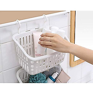 TOPINCN Plastic Hanging Shower Basket with Rotatable Hook, Shower Caddy Tote Storage Bin Household Storage Organizer Basket Space Saving Hanging Organizer for Bathroom Kitchen Dorm Room