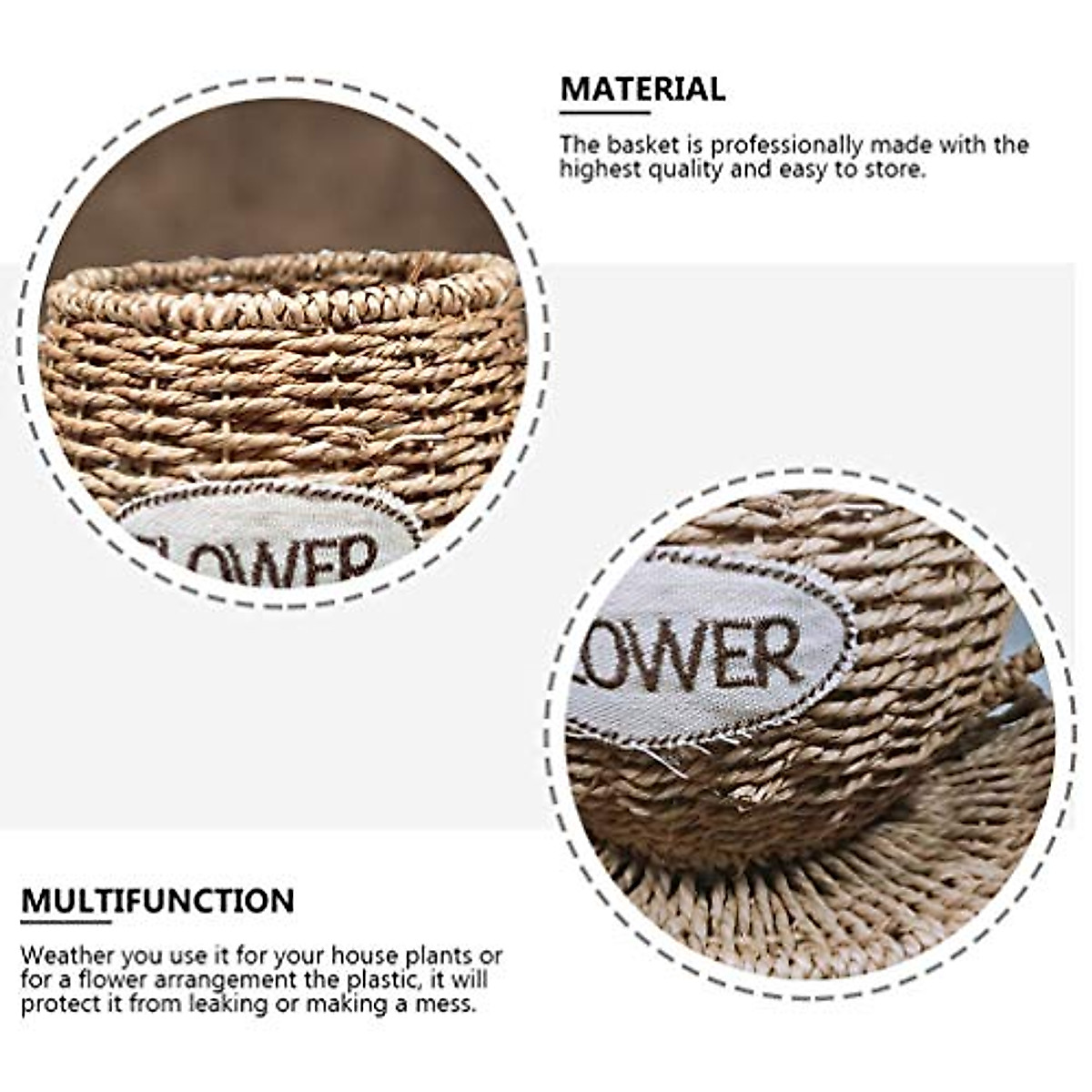 Cabilock Woven Teacup Flower Basket Rattan Woven Basket Desktop Decor Woven Flower Vase Fiddle Leaf Fig Wicker Woven Basket Dining Table Planter Water Plant Weaving Indoor Household Basket