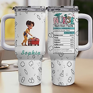 Personalized Nurse Tumbler 40oz -disaster response-Custom Name Insulated Travel Mug with Handle & Straw, Gift for Nurses, Medical Workers, Appreciation, Mother's Day wLOVcg
