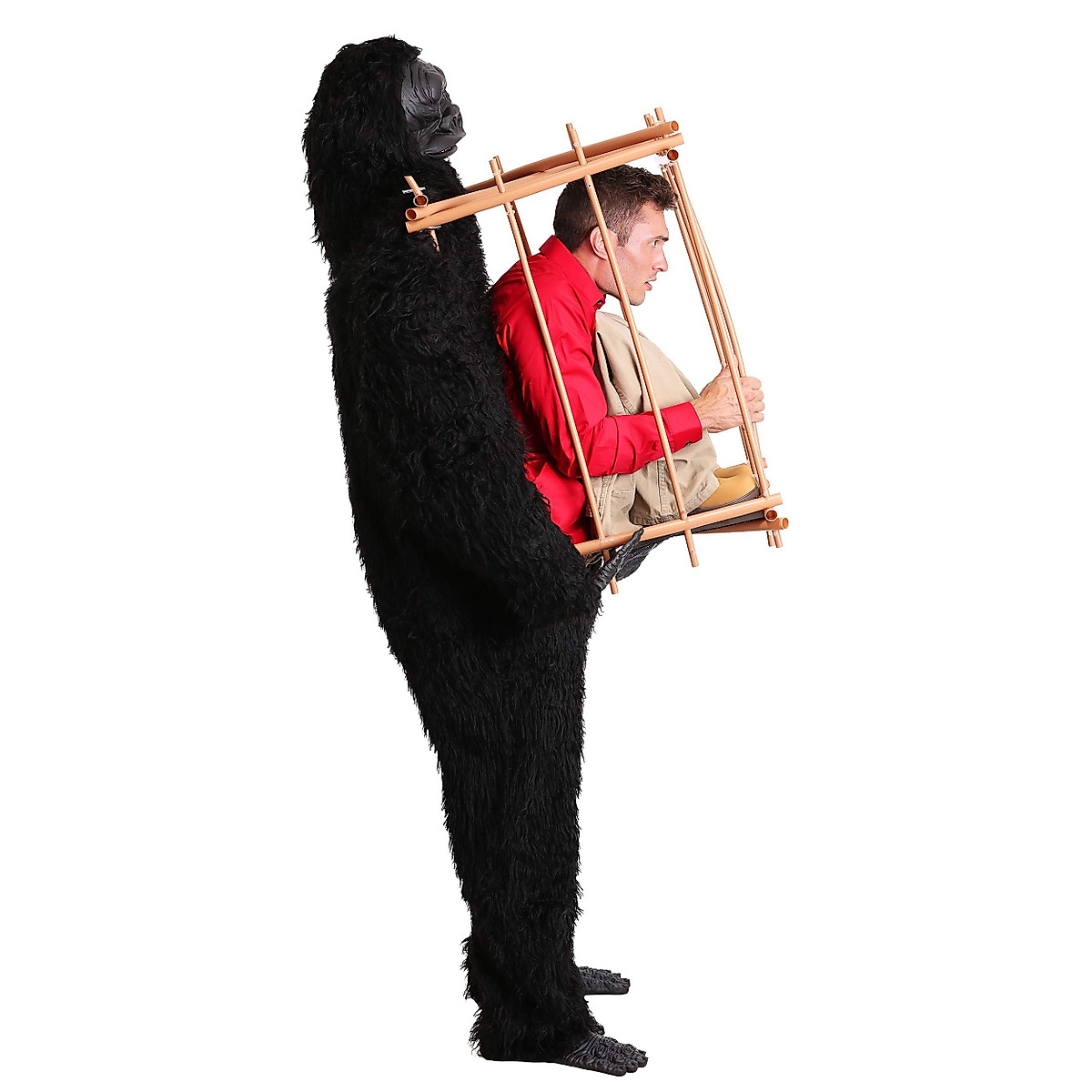 HouseHaunters "Get Me Outta This Cage" Gorilla and Cage Costume Kit, Black/Bamboo, One Size