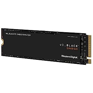 WD Black SN850 M.2 NVMe SSD, PCIe Gen 4.0, 1TB, Up to 7,000 MB/s Read and 5,300 MB/s Write