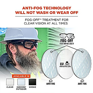 Ergodyne - 56003 Skullerz Loki Convertible Anti-Fog Safety Glasses, Clear Lens- Includes Gasket and Strap to Convert to Goggle Anti-fog Clear Lens, Black Frame
