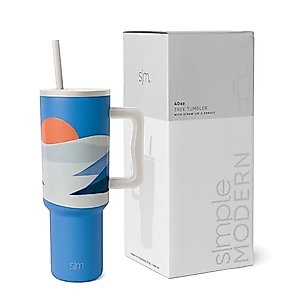 Simple Modern 40 oz Tumbler with Handle and Straw Lid | Insulated Cup Reusable Stainless Steel Water Bottle Travel Mug Cupholder Friendly | Gifts for Women Him Her | Trek Collection | Polar Sunrise