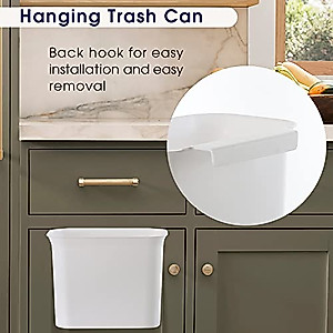 kubvici Small Kitchen Trash Can Mini Hanging Garbage Can, 1.3 Gallon 2 Pack Hanging Trash Cans Tiny Garbage Bin Container Wastebasket Waste Basket for Cabinet Door Drawers, White