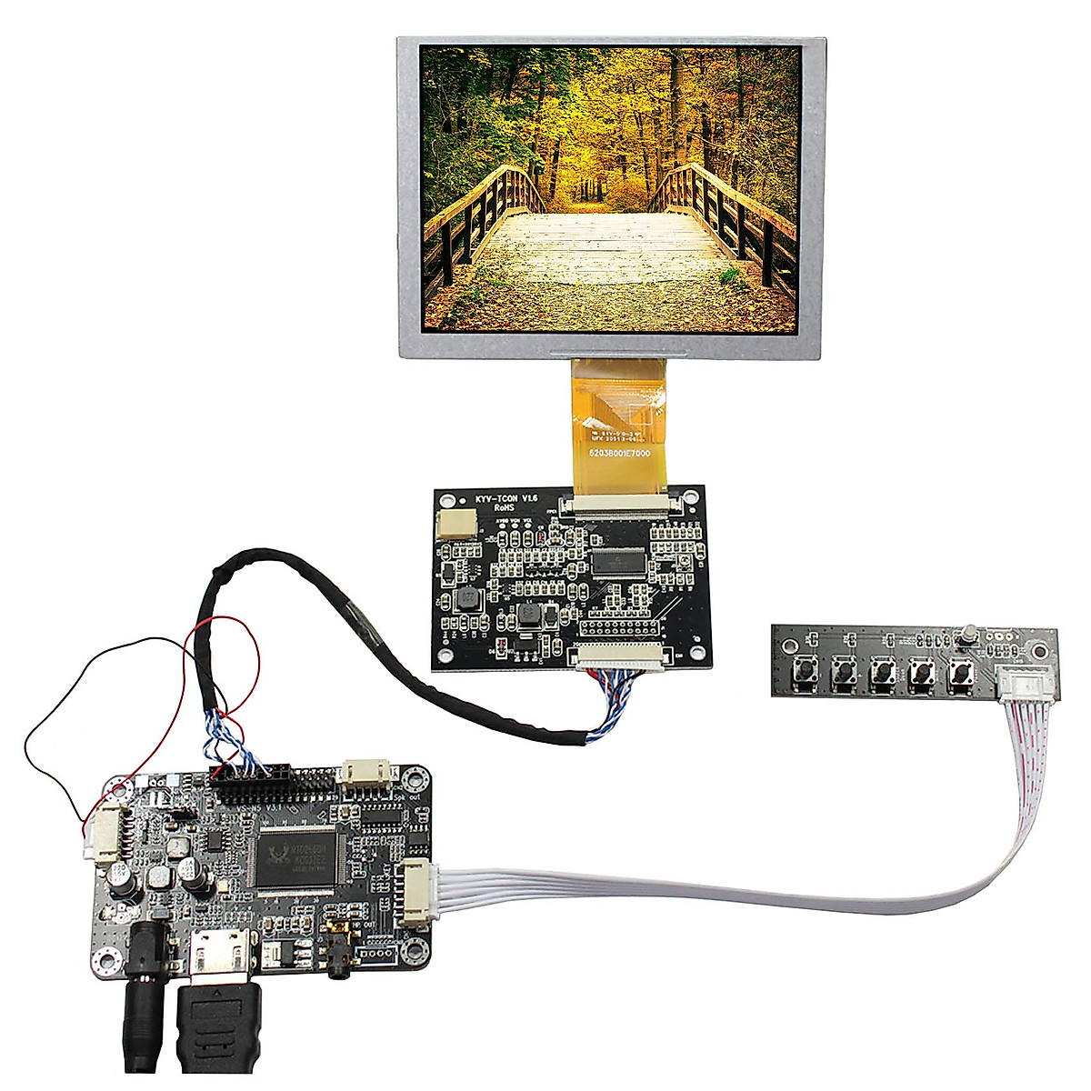 VSDISPLAY 5" ZJ050NA-08C 5 inch 640X480 LCD Screen Work with HD-MI LCD Controller Driver Board VS-N5V3.1 AT050TN22 Replacement Screen
