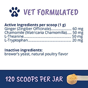 Under The Weather Calming Powder for Dogs | Vet Formulated All-Natural Calming Supplement for Dogs | Help Reduce Stress & Anxiety for Dogs | 120 Servings