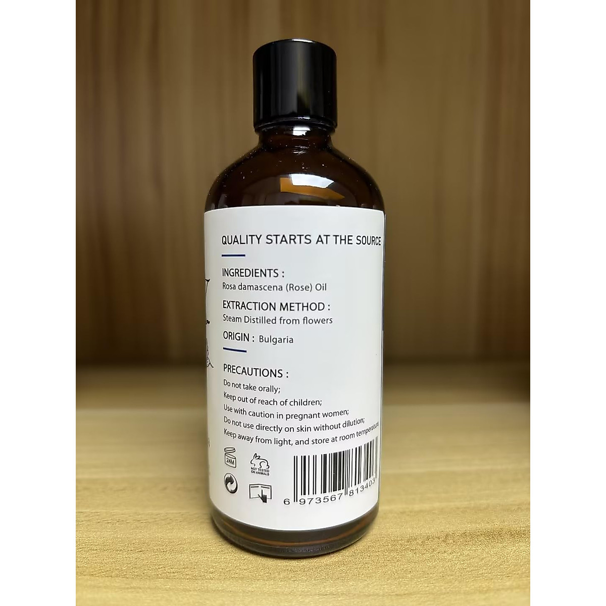 HIQILI Rose Essential Oil 3.38 Fl Oz, 100% Pure Natural for Aromatherapy, Diffuser, Skin Care, Massage, Includes Premium Quality Glass Dropper