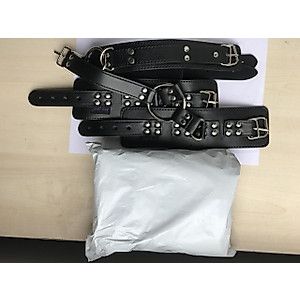 SEXY SLAVE Neck to Wrist Restraints kit, Adult Sex Toys Frisky Beginner Behind Back Handcuffs Collar, Adjustable Bondage Set, Couple SM Sex Game Tool(Black-1)