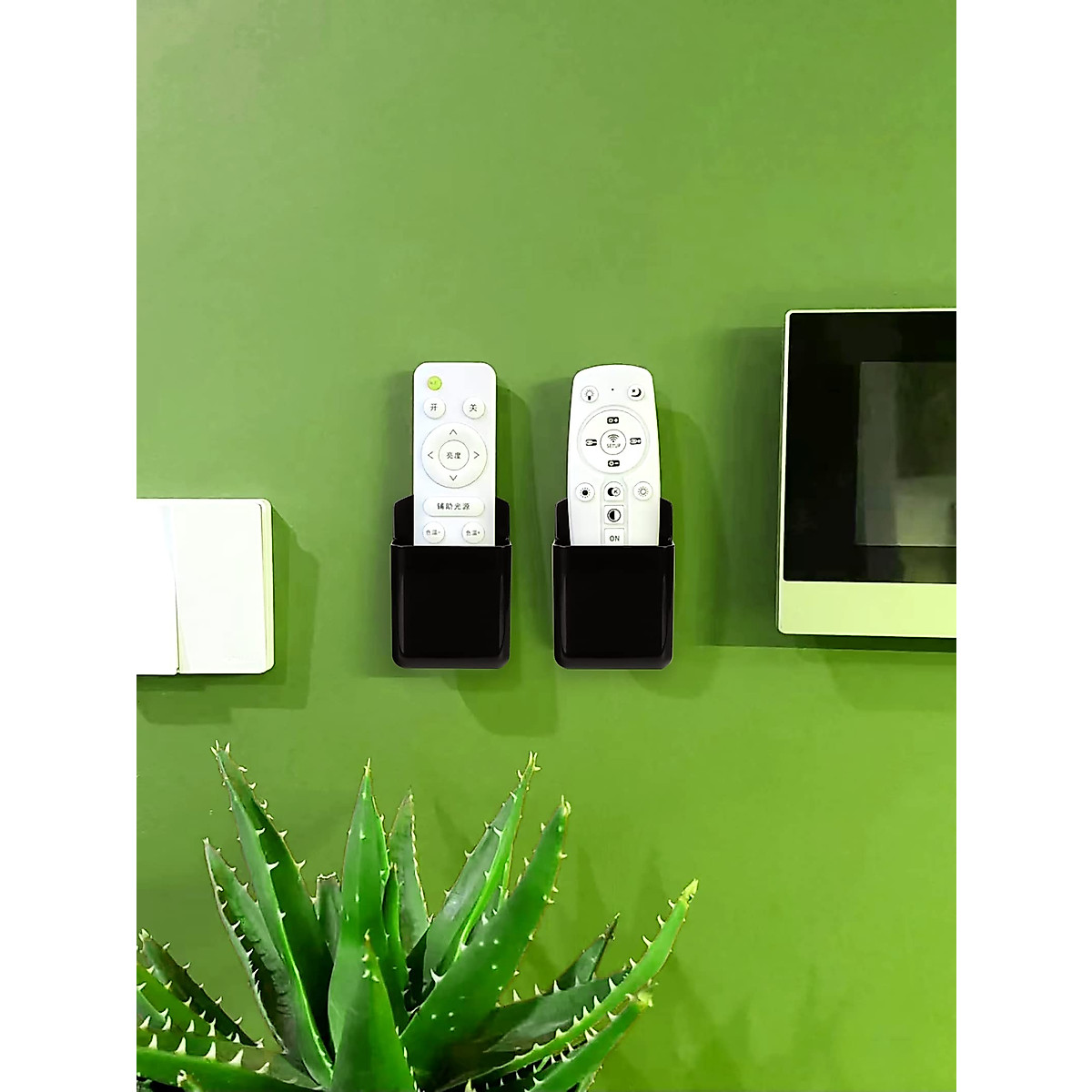 foxwake Remote Control Holder Wall Mount 6Pack, Hole-Free Storage Box for Tv Fan Light Air-Conditioner RV Table Small Adhesive Organizer for Bedroom Headboard Office Playroom Black