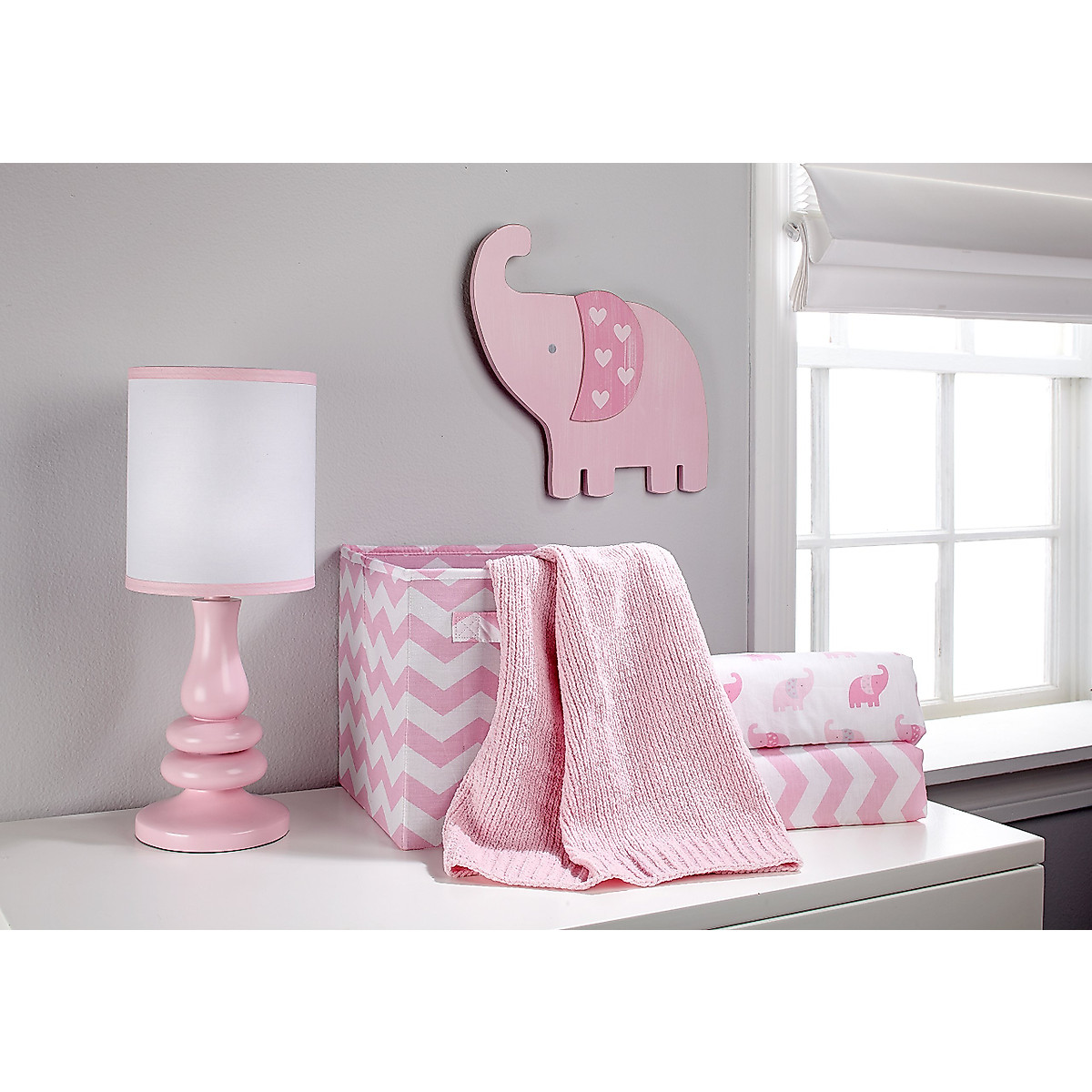 Little Love by NoJo Separates Collection Chevron Nursery Organizer, Pink/White