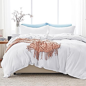 CozyLux Duvet Cover Queen Size White, Soft Microfiber Lightweight Bedding Duvet Cover Set 3 Pieces, 1 Duvet Cover 90x90 with Zipper Closure and Corner Ties and 2 Pillowcases, Comforter Not Included
