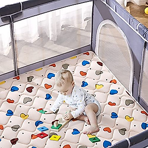Premium 100% Cotton Baby Play Mat 50" X 50", Thick Foam One-Piece Crawling Mat, Baby Playpen Mat Floor Mat, Non-Slip Baby Play Mat for Infants, Babies, Toddlers, Machine Washable for Easy Care.