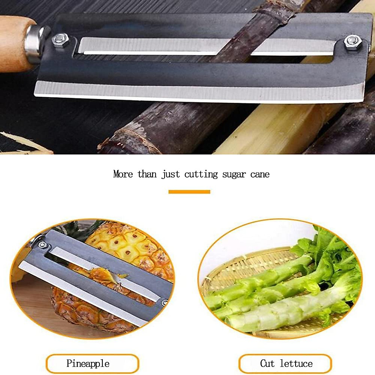 LANGCA Planer Knife, Pineapple Sugarcane Peeling Knife, High Carbon Steel and Wood Straight Handle Anti-Slip Knife, Peeling Artifact