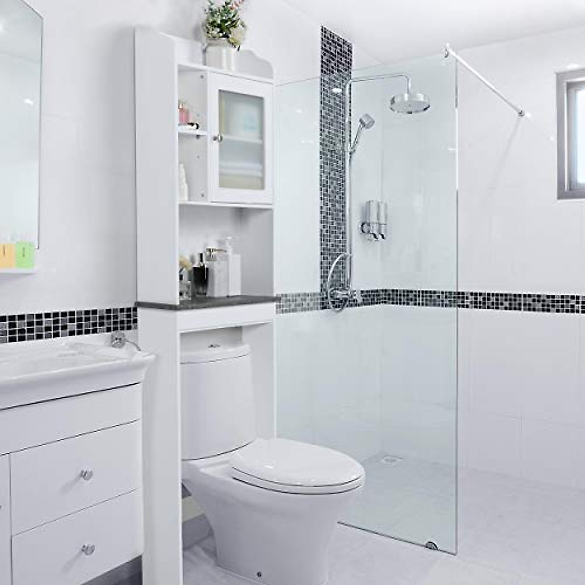 Yaheetech Over The Toilet Cabinet, Space-Saving Bathroom Cabinet w/Adjustable Shelves, 7.4in D x 23.2in W x 68.9in H