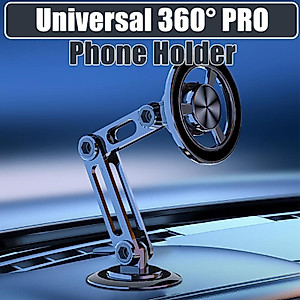 Uscallm Magnetic Car Phone Holder, Metal Car Navigation Holder, 360 Degree Rotatable Head Suction Cup Foldable Car Mount, Phone Universal #