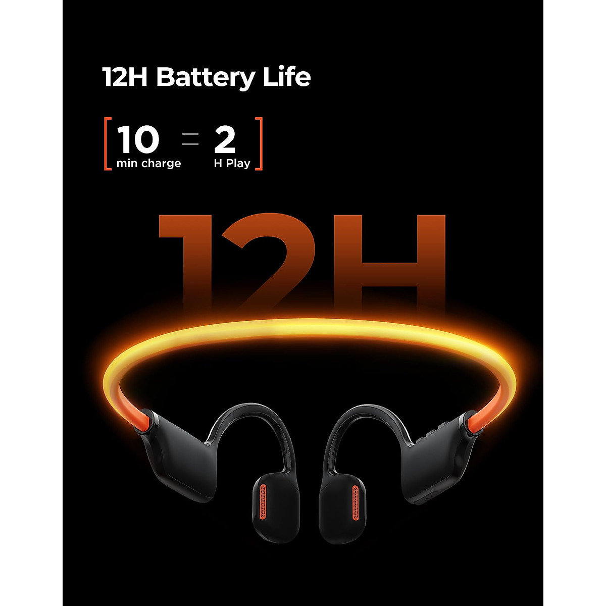 havit Light Open Ear Headphones LED Beacon String Air Conduction Wireless Headsets Running Headphones with 16.2mm Powerful Bass, 16H Playtime, IPX5, Bluetooth 5.3, 24g Light Weight, MP3