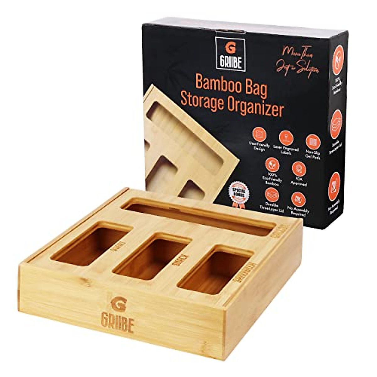 Ziplock Bag Storage Organizer - The Perfect Solution for Kitchen Organization - Neat Compact Organizer Compatible with Quart Size Ziplock Bags, Gallon Storage Bags, Sandwich Bags Ziplock, Snack