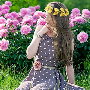 meekoo 3 Pieces Laurel Wreath Crown Roman Leaf Headband Gold Greek Headpiece Goddess Toga Costume Decor for Women Men Halloween Headdress Party Decoration