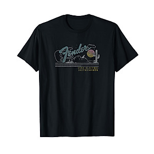 Fender Classic Fit Crew Neck T-Shirt - Vintage Desert Logo, Short Sleeve, Black