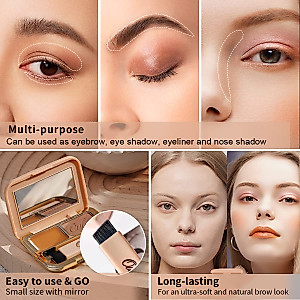 Oulac Waterproof Light Eyebrow Powder Kit with Brow Brush 2 in1 Long Lasting Instant Eyebrow Pomade & Powder Natural Makeup for Sparse Brows 3.2 g/0.11 oz (Golden Blonde）