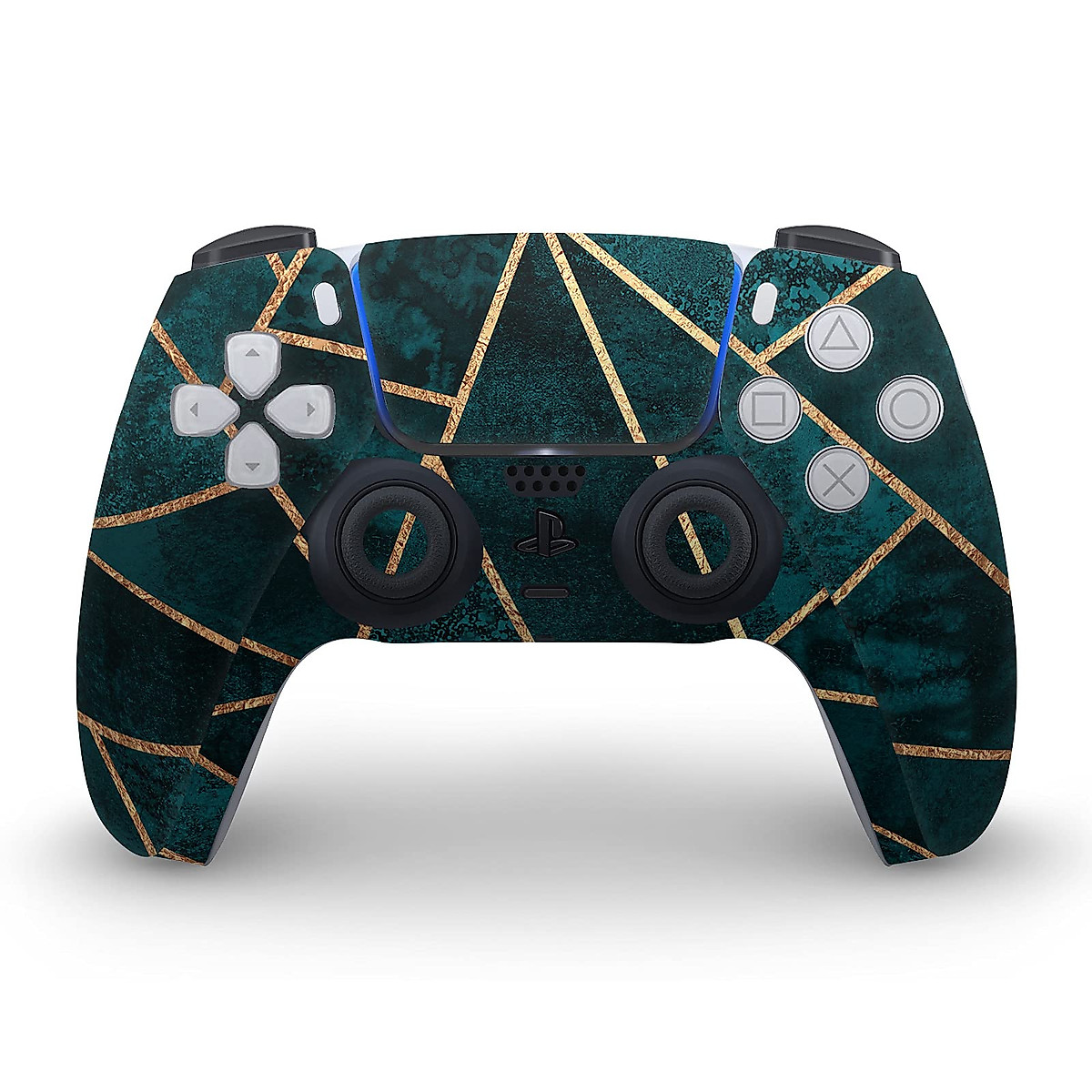 Deep Teal Stone Art Mix Matte Vinyl Faceplate Sticker Gaming Skin Case Cover Compatible with Sony Playstation 5 PS5 Digital Edition Console and DualSense Controller