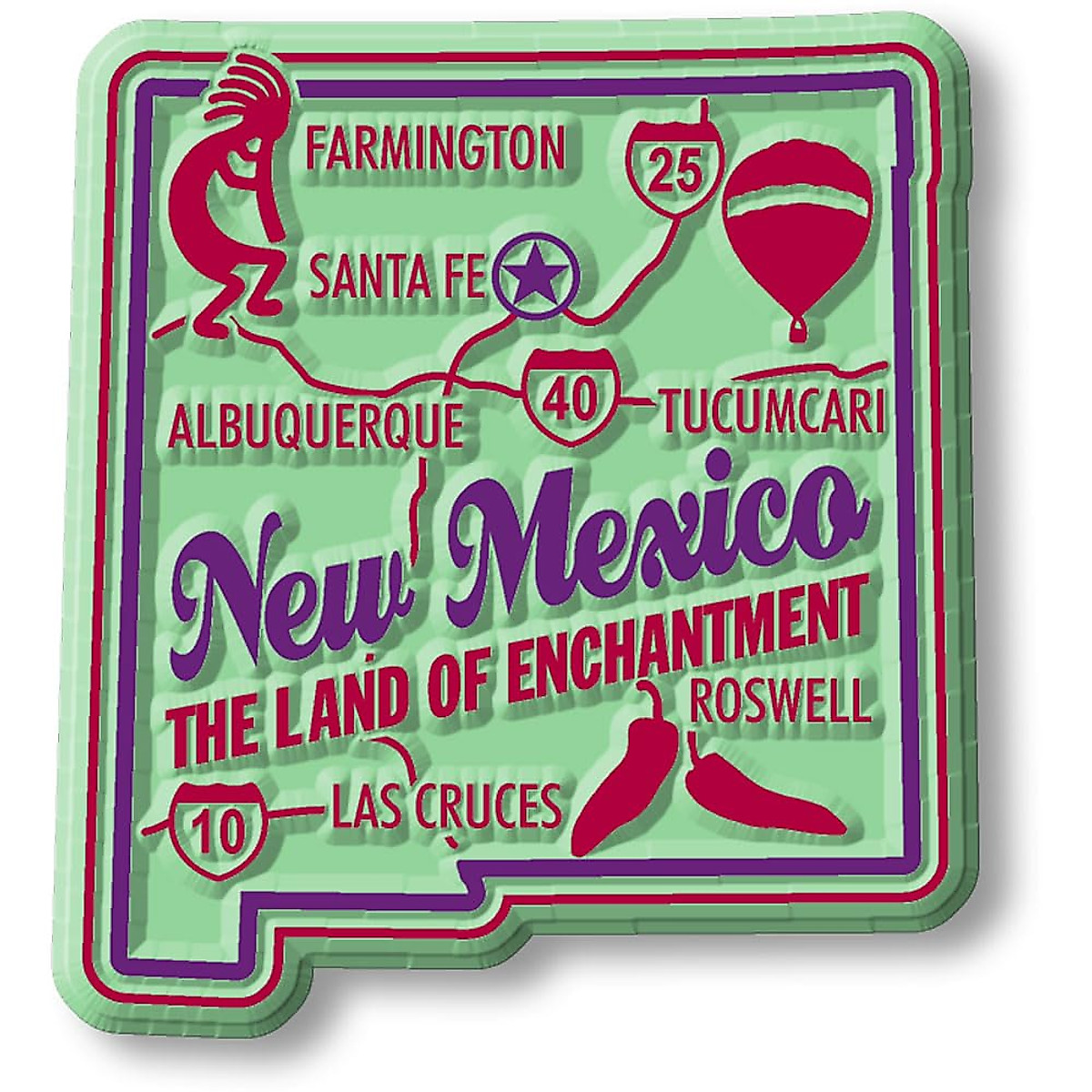 New Mexico Premium State Magnet by Classic Magnets, 2" x 2.2", Collectible Souvenirs Made in The USA