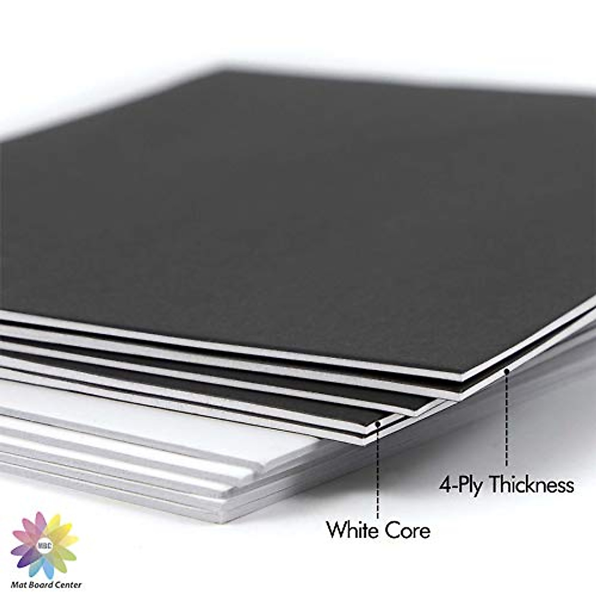 Mat Board Center, 10 Pack, Uncut Mat Backing Board Matboard - Full Sheet - for Art, Prints, Photos, Prints and More (White/Black Color, 11x14)