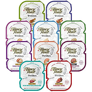 Fancy Feast Petites Gourmet Wet Cat Food Gravy & Pate Grain-Free Twin Packs All 10 Flavors, 20 Servings