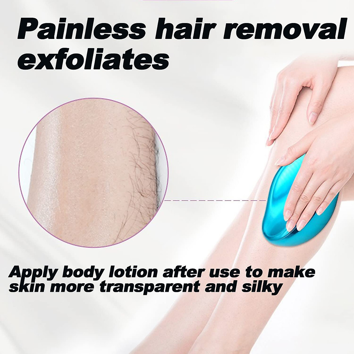 SEYNAR Crystal Hair Eraser, Painless Crystal Hair Removal Tool, Quick and Easy Exfoliation, Reusable, Mini Magic Crystal Hair Remover for Leg Arm Back (pink)