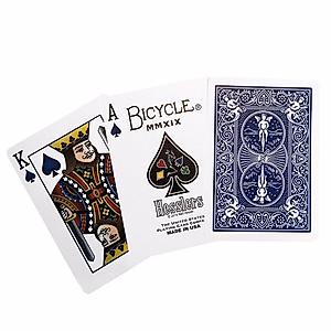 Hesslers (Blue) Rider Back Playing Cards, Unique Four-Color Suites (Includes Poker Hand Reference Cards)
