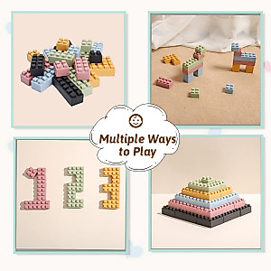 bopoobo Stacking Toys Soft Building Blocks, Silicone Montessori Educational Toy Toddler Sensory Learning, Baby Bath Toys, Girls Boy Gifts for Kids Age 1 2 3 Years Old
