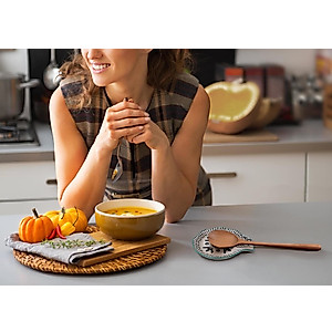 heart & home Ceramic Spoon Rest For Kitchen, Hand Stamped Spoon Holder For Stove Top, Kitchen Utensil Spoon Rest, 5.5‘’L