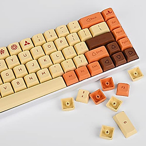 Taeeiancd Keycaps 60 Percent 137 Keys Custom Gaming Keycaps PBT Dye-Sublimation XDA Profile ANSI US Layout for Cherry MX Switches 61 64 68 87 104 108 Mechanical Keyboard (Yellow Lightning)