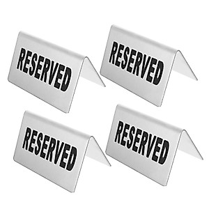 Zerodeko 4pcs Stainless Steel Plate Mini Beer Mugs Dollhouse Table Reserved Signs Metal Tabletop Restaurant Reserved Sign Chair Tent Reserved Signs for Layout Card Banquet Wedding