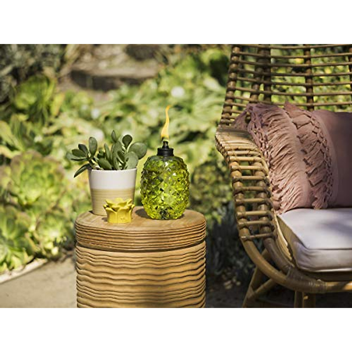 TIKI Green Brand Convertible Torch Glass Pineapple Outdoor Decorative Lighting for Lawn Patio Garden, 65 in, 1117095