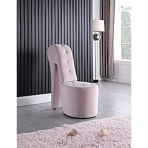 Best Master Furniture 6900 High Heel Velvet Shoe Chair with Crystal Studs, Pink