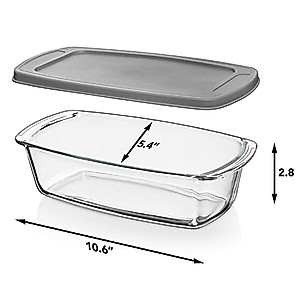 Razab LARGE Superior Glass 7.6 Cups/ 1800ML/1.9Qt (Set of 2) Glass Loaf Pan w/Lids - Meatloaf Pan Airtight BPA free - Easy Grip Handle, Microwave & Oven Safe - Loaf Pans For Baking Bread, Cakes etc