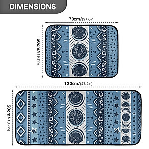ALAZA Moon Phases Tribal Kitchen Rug Set, 2 Piece Set, Non-Slip Floor Mat for Living Room Bedroom Dorm Home Decor, 19.7 x 27.6 Inch + 19.7 x 47.2 Inch