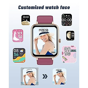 GRV Smart Watch for iOS and Android Phones (Answer/Make Calls), Watches for Women IP68 Waterproof Smartwatch Fitness Tracker Watch with Heart Rate/Sleep Monitor Steps Calories Counter (Dark Purple)