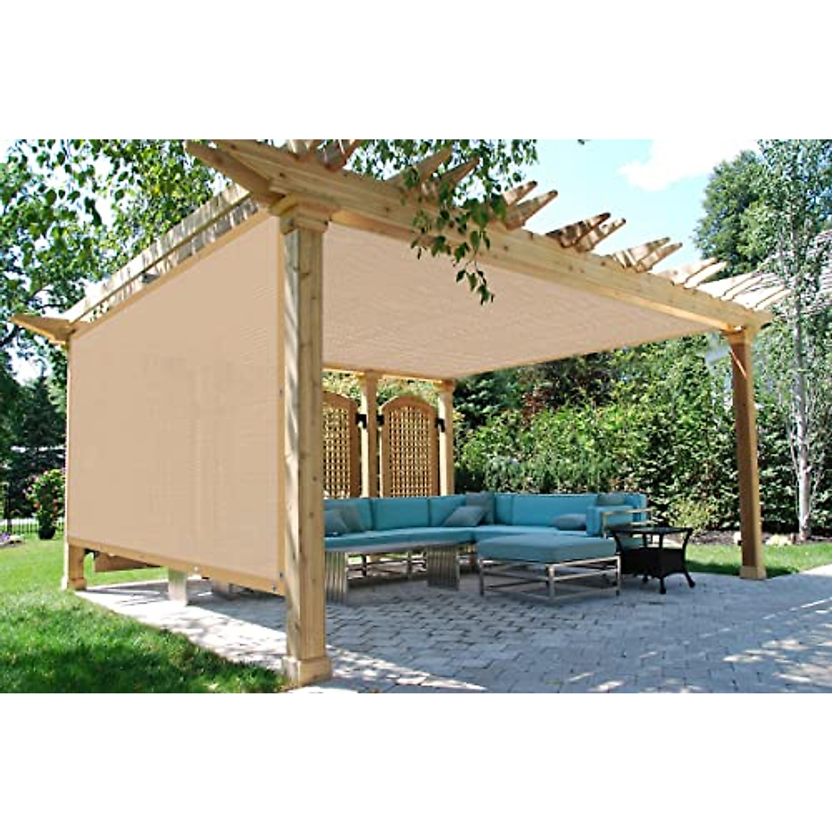 Voticky Sun Shade Cloth Shade Fabric Privacy Screen with Grommets for Patio Garden Pergola Carport Canopy Cover 8' x 8' Wheat