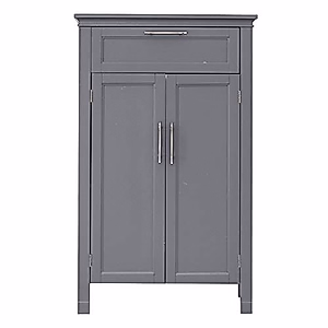 UDeuxff Bathroom Storage Cabinet,Freestanding Bathroom Floor Cabinet,Kitchen Pantry Cabinet,Wooden Side Storage Organizer with Double Door for Kitchen,Living Room,Bathroom (Gray)