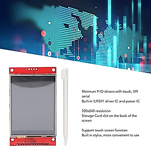 ASHATA 2.8in TFT LCD Display Module, LCD Module 320x240 Resolution, with Stylus 240x320 TFT Module 9 IO Touch Screen Monitor Module for Development Board