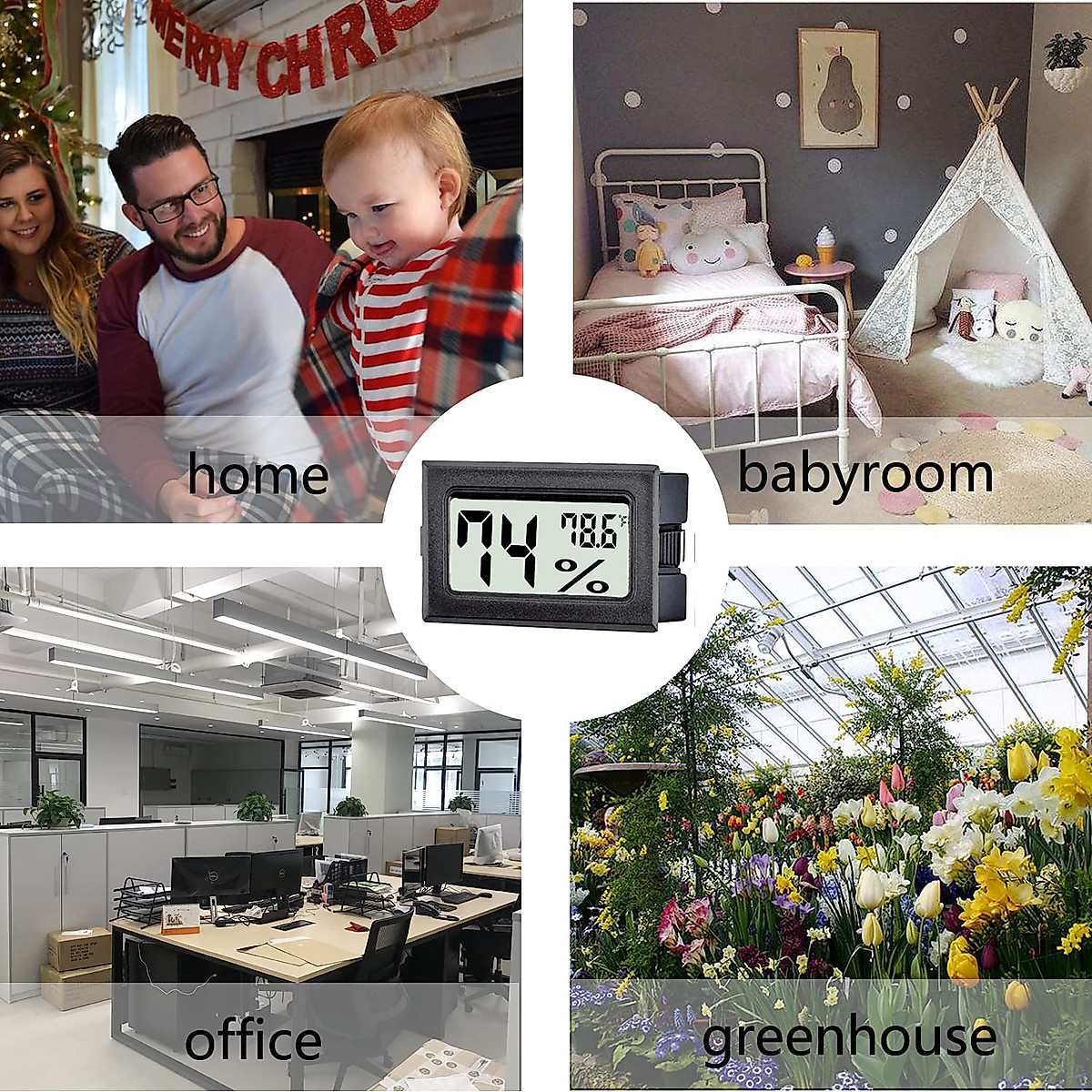 TASOGEN 6 Pack Mini Digital Thermometer Hygrometer,Indoor Temperature and Humidity Gauge Meter Monitor Fahrenheit (℉) for Home,Greenhouse,Jars