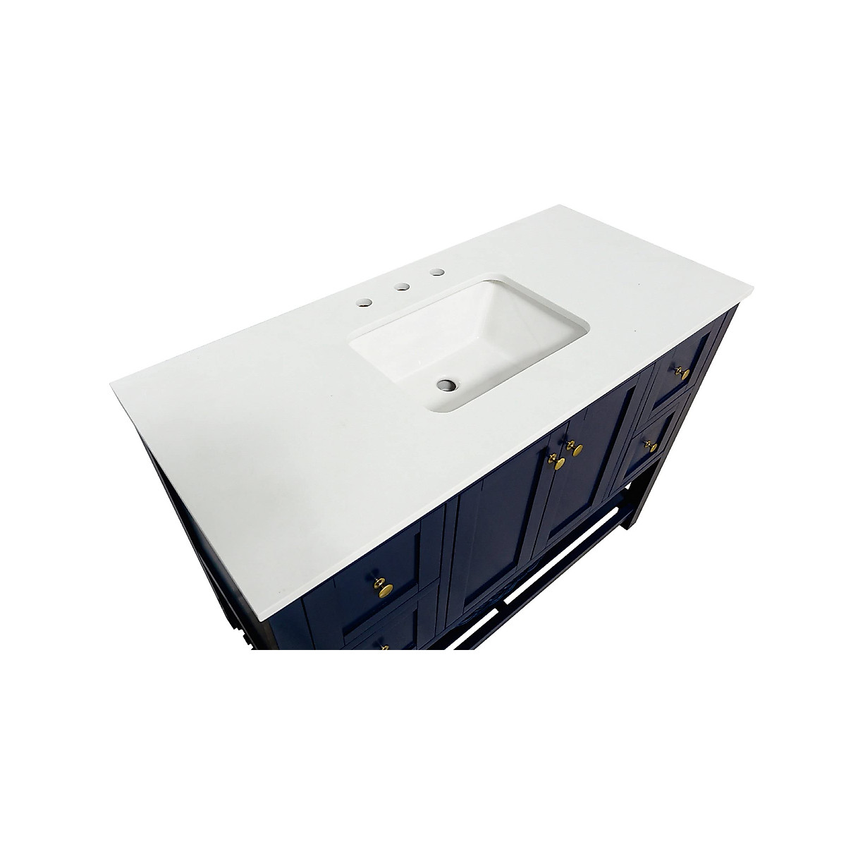 Lakeshore 48-inch Bathroom Vanity (Engineered White/Royal Blue): Includes Royal Blue Cabinet with Engineered White Countertop and White Ceramic Sink
