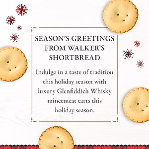 Walker’s Shortbread Glenfiddich Mincemeat Tarts - 6 Count (Pack of 2) - Mince Pies Infused with Glenfiddich Single-Malt Scotch Whisky - Luxury Holiday Treats and Dessert from Scotland