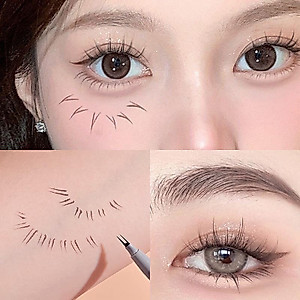 Jutqut 2PCS Double Tip Lower Eyelash Pencil, Natural Lower Eyelashes Liquid Pen, Waterproof Liquid Eyeliner 0.01 MM Double Tip Lower Lash Pen, Smudge proof, Long Wearing with Ultra-Fine Tip(Brown+Black)