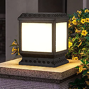 JSBDPHW Simple Aluminum Square Pillar Lamp E27 Lamp Base Outdoor Garden Wall Post Light Waterproof IP55 Villa Gate Column Light Lawn Light Landscape Light