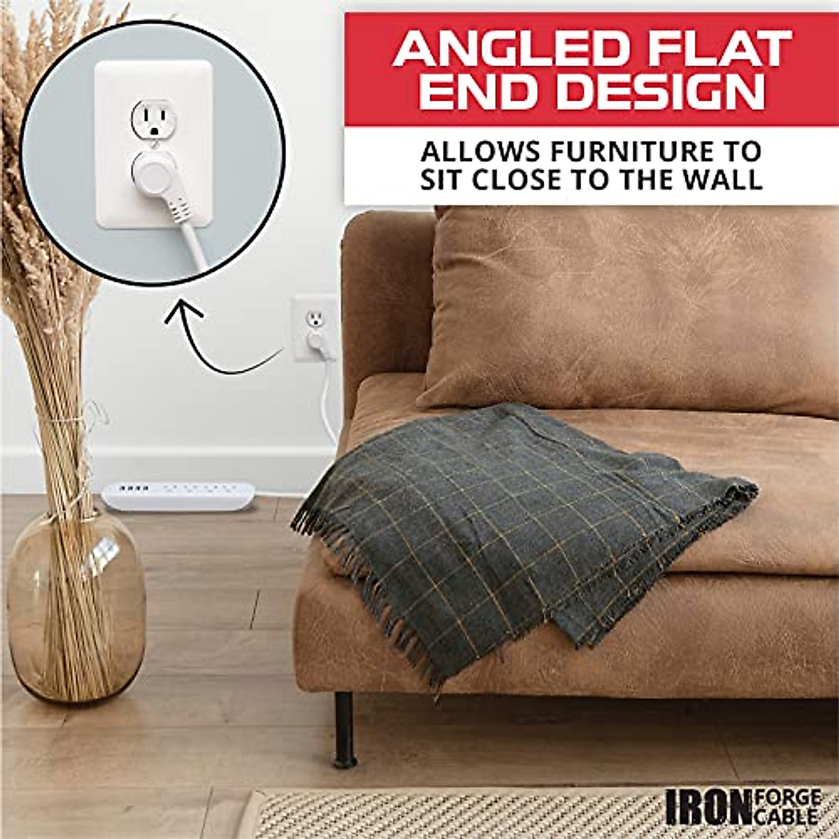 Iron Forge Cable Surge Protector Power Strips with USB, 6ft Cord